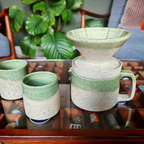 Handmade Ceramic Coffee Pour Over Set: Modern Stoneware Dripper - Etsy