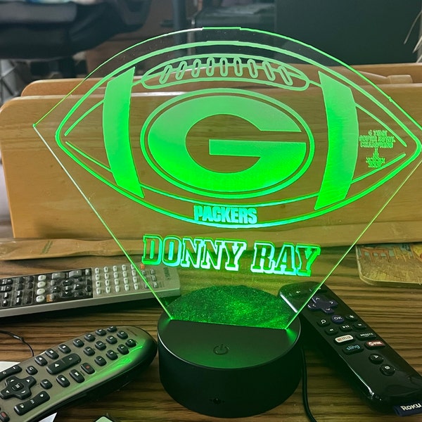 Green Bay Packers, LED Football Sports Fan Lamp, Custom Made Night ...