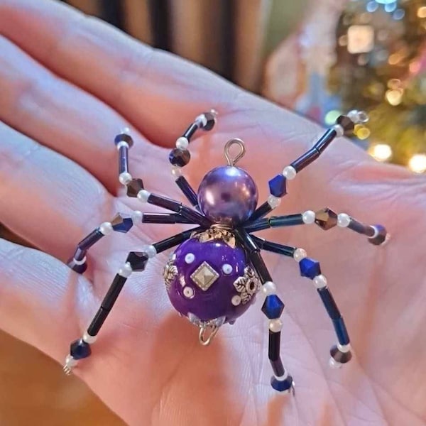 Purple Decorative Beaded Spiders - Etsy