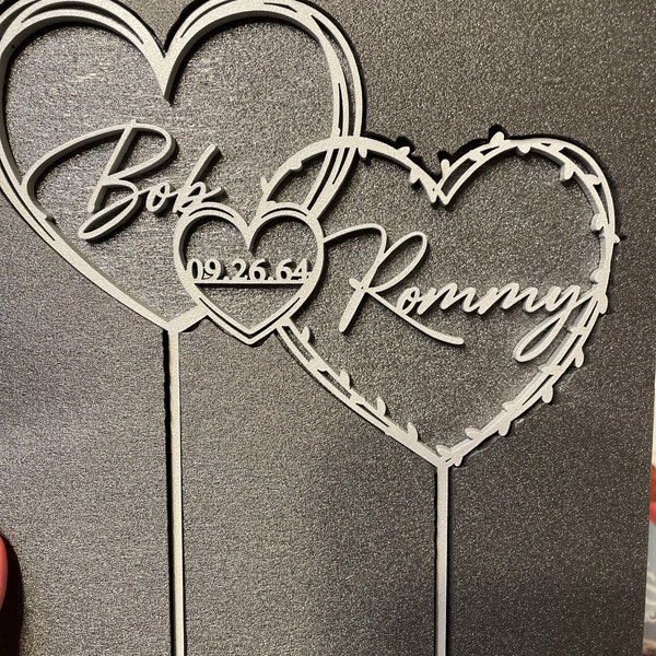 Gold Cake Topper With Hearts for Wedding, Date Cake Topper, Cake Topper ...