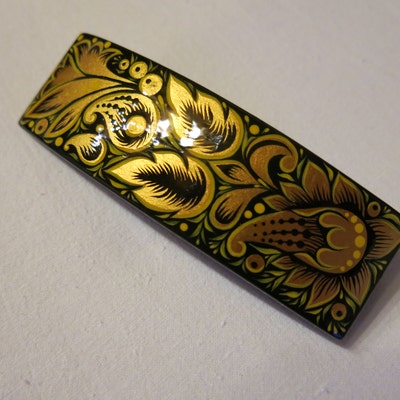 Hair Barrette Wooden Hand Painted Handmade Hair Clip Russian - Etsy