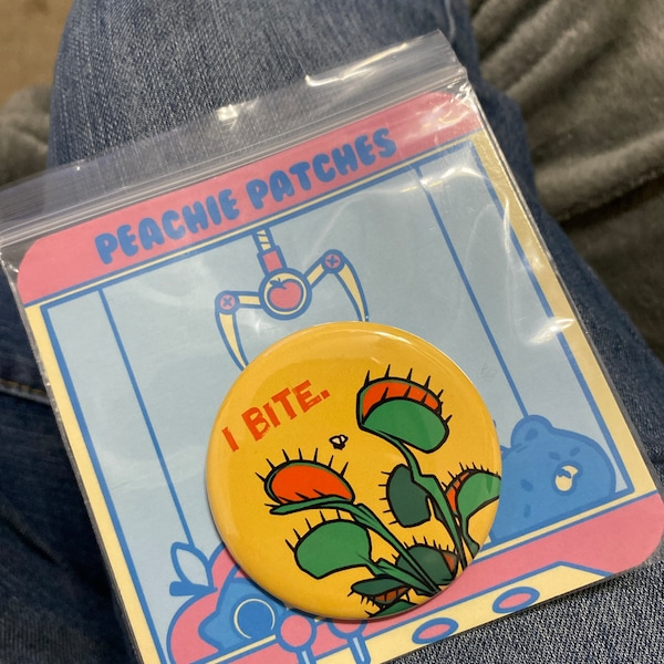 I Bite Pin Back Button for Clothes, Backpacks, Bags, Etc. 2.25 Inch ...