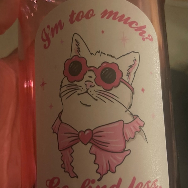 Funny Cat Sticker - Holographic Pink Retro Bubblegum Coquette Aesthetic ...