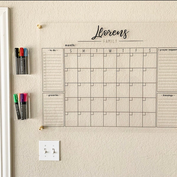 Custom Acrylic Calendar W/ Notes Box, Priorities Box, and Reminders Box ...