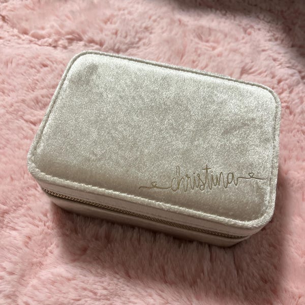 Satin Ribbon With Mirror Jewelry Box, Italian Velvet Personalized ...