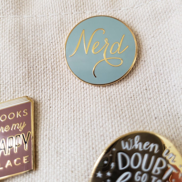 Nerd Enamel Pin. Gold Nerd Lapel Pin. Nerd Flair. Gold Hard Enamel Pin ...