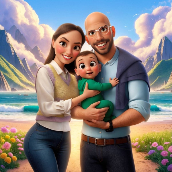 Custom Cartoon Animation, Personalised Family Portrait,cartoon Portrait ...