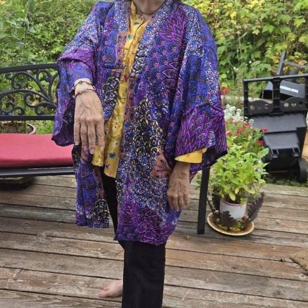 Peacock Boho Kimono Cardigan Hippie Oversize Gypsy Bohemian Tribal ...