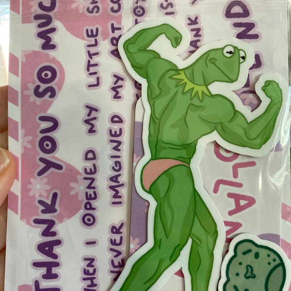 Buff Kermit the Frog Stickers | Original Vinyl Sticker Water Bottle Laptop Decal | Funny Frog ...