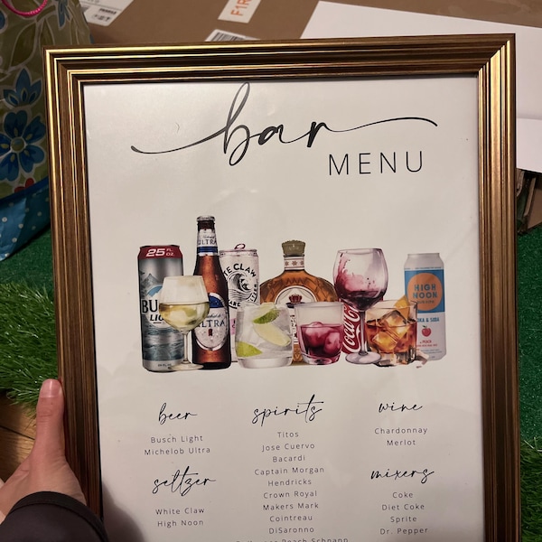 Bar Menu Template, Modern Editable Drink Menu, Printable Bar Menu, 3000 ...
