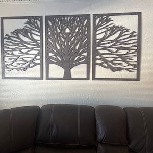 Zen Tree Wood Wall Art 3D Panels Set of 3 Textured Wall Art, Trees Wall ...
