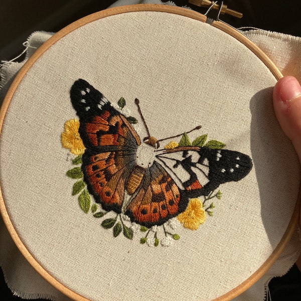 Butterfly: Hand Embroidery Pattern, Thread Painting Tutorial, Instant ...