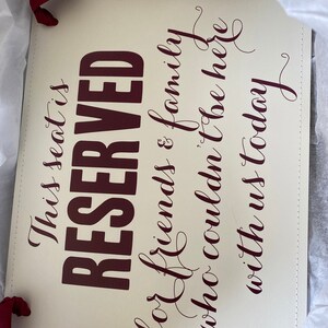 Set of 2 Reserved Signs Seat Banners Wedding Ceremony | Etsy