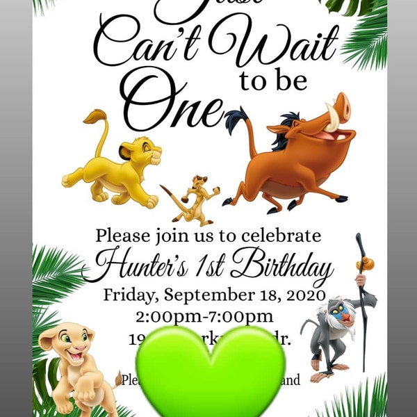 Simba Birthday Invitation, Lion King Birthday Invitation Printable ...
