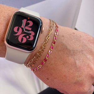 Pink Multi Color Enamel Chain, Multi Color Chain, Permanent Jewelry ...