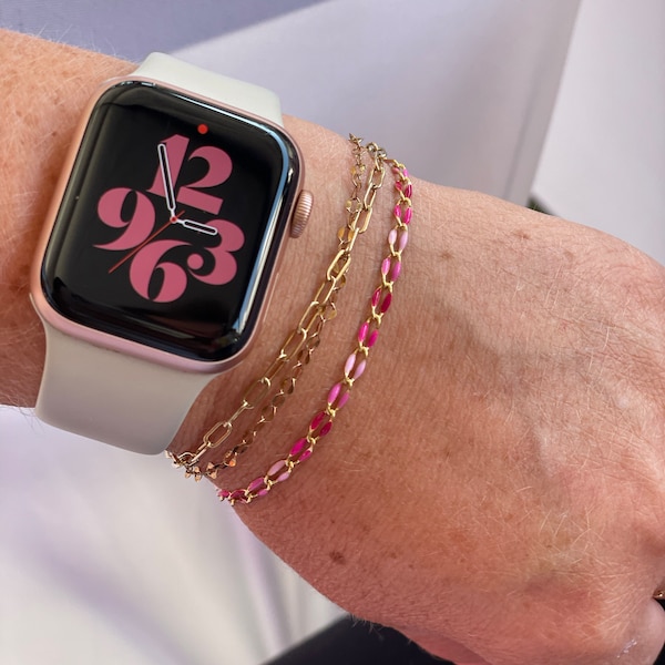 Pink Multi Color Enamel Chain, Multi Color Chain, Permanent Jewelry ...