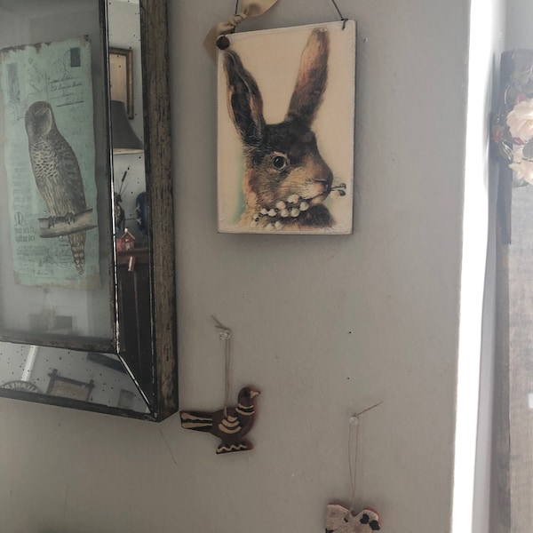 Primitive Spring Decor,primitive Rabbit Sign,primitive Peg Hanger ...