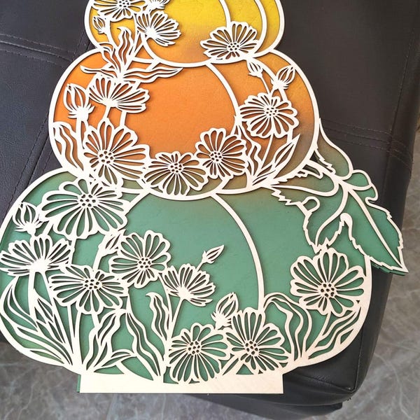 Laser Cut Stacked Floral Pumpkin Table Decoration Svg File Glowforge ...