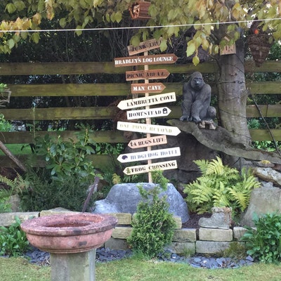 Large Personalised Signpost Unique Gift Rustic Wood Wedding Way Sign ...