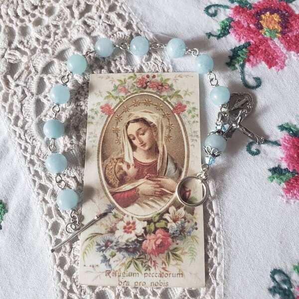 Beautiful St. Jude Rosary African Jade Bronze Crucifix Centerpiece ...