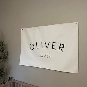 Baby Name Flag Canvas Flag Nursery Name Sign Custom Name Banner Boho ...