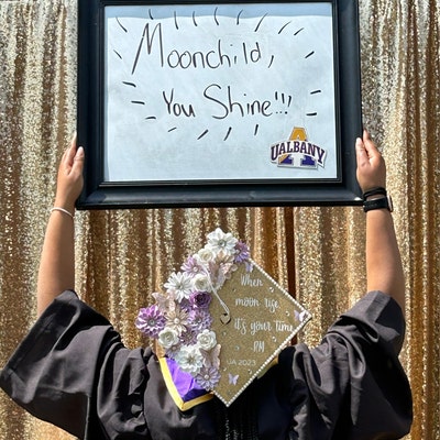 Purple/gold Graduation Cap Topper Paper Flowers Paper Butterflies ...