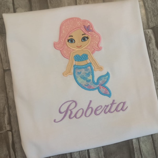 Little Mermaid Applique Embroidery Designs, Mermaid Brown Hair ...