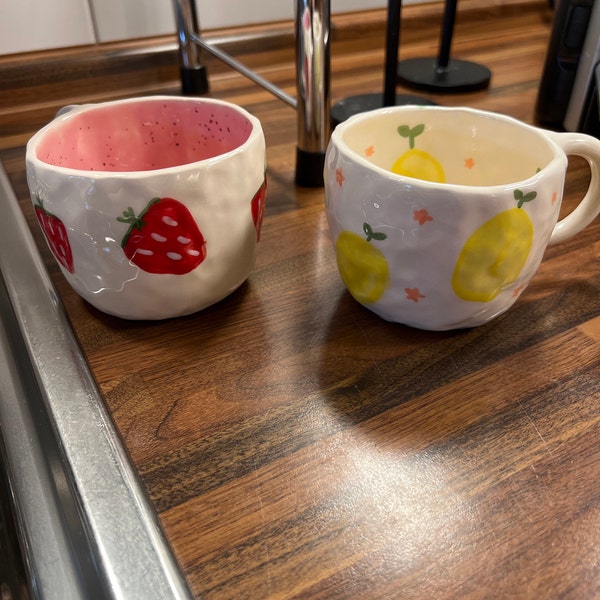 Handmade Ceramic Mug, Ceramic Strawberry Mug, Pottery Espresso Mug - Etsy