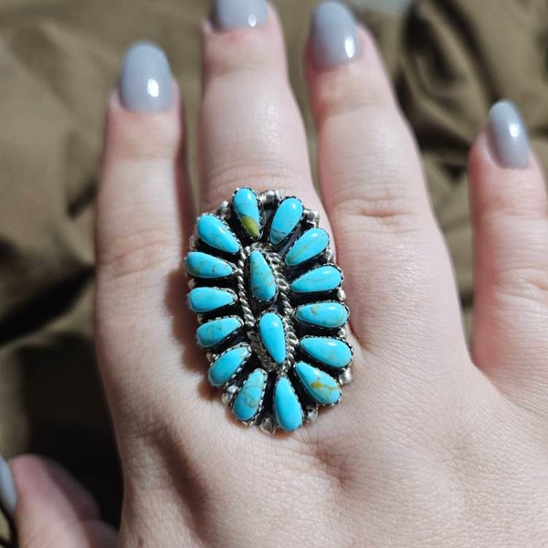 Native American Zuni Handmade Turquoise Corn Necklace Sterling Silver ...