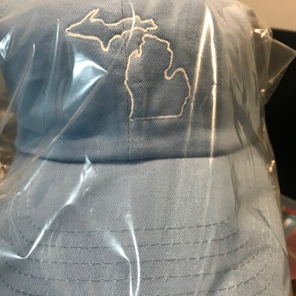 Michigan Map Outline Dad Baseball Cap Embroidered Cotton Adjustable Dad ...