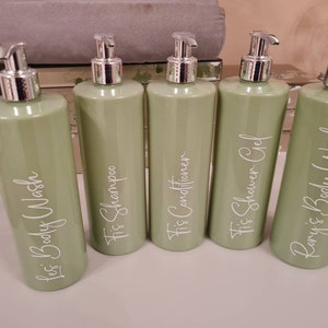 Sage Green Bottle With White Bamboo Pump 500ml Refillable Reusable ...