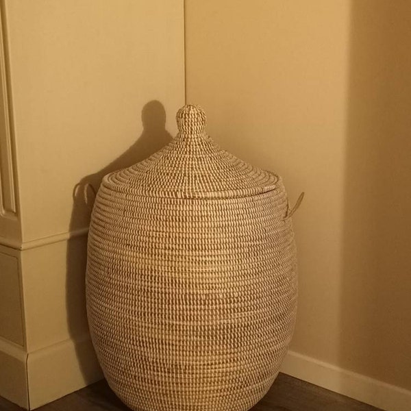 Woven Laundry Basket With Lid, African Baskets, Storage Basket - EGG ...