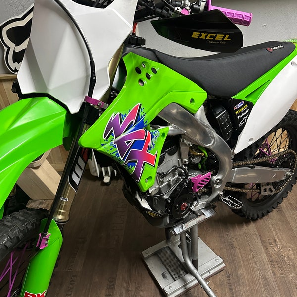 Kawasaki KX 250 Radiator Shroud Retro Vinyl Sticker Enlarged 7.87" X 9. ...