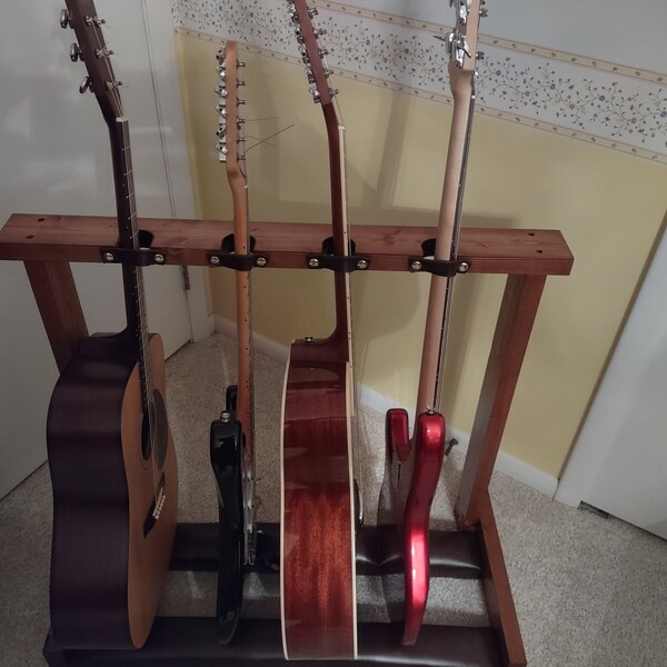 Leather & Wood Upright Custom Guitar Rack Guitar Stand - Etsy