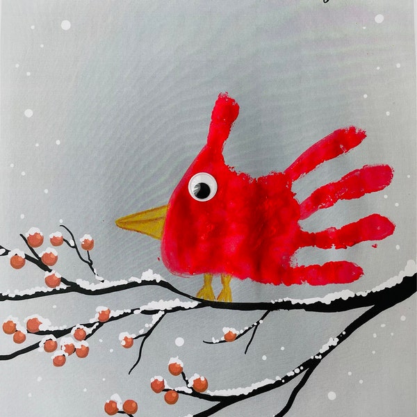 Seasons Tweetings / Christmas Robin Cardinal Bird / Xmas Handprint Art ...
