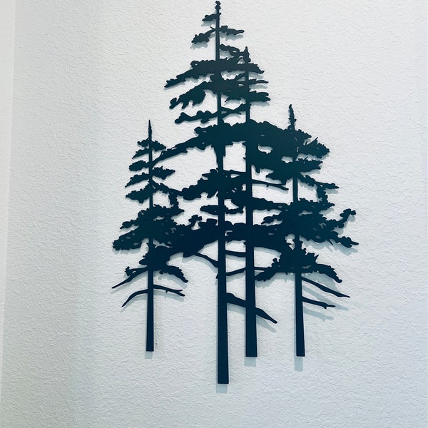 Wispy Pine Tree Metal Wall Art Cedar Tree Metal Sign Four Trees Home ...