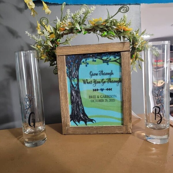 Rustic Unity Sand Ceremony Set Shadow Box, Unity Candle Alternative for ...