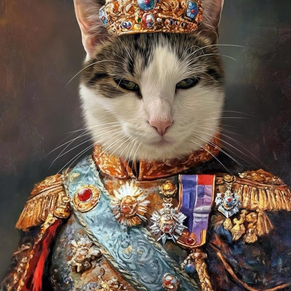 Custom Royal Cat Princess Portrait, Royal Pet Portrait, Royal Cat ...