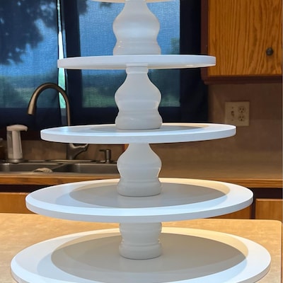 7 Tier Staggered Elevation Cupcake Stand With Center Post for Cutting ...