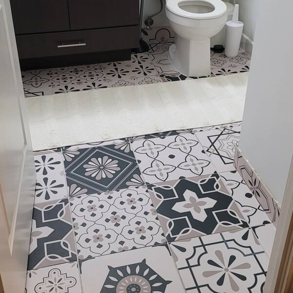 Elegant Arabic Peel and Stick Tile Stickers | Antiskid Floor Tile Vinyl ...