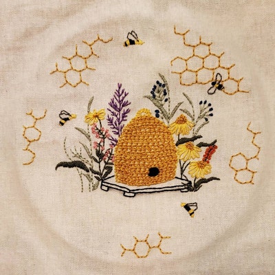 Honey Bee Embroidery Kit for Beginners. Easy Bumblebee Embroidery Home Decor. Easy Embroidery ...