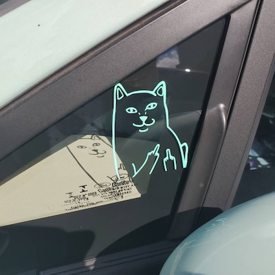 Cat Middle Finger Vinyl Decal, Car Decal, Laptop Decal, Funny Cat ...