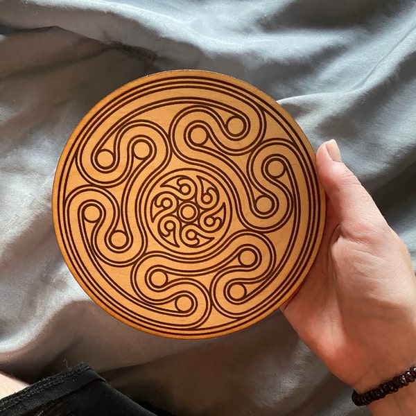 6" Hecate's Wheel Crystal Grid Board, Lasercut Birch Wood, Strophalos ...