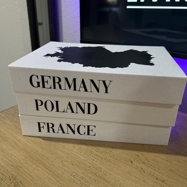 International Travel Country Faux Book Keepsake Box | Customizable Faux ...