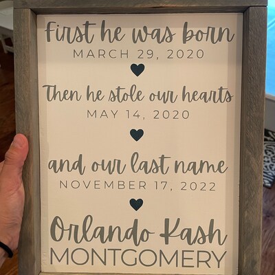 Personalized Adoption Name Sign With Significant Dates Wooden Sign Hand ...