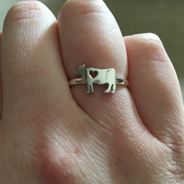 Silver Cow Cattle Ring - Cow Jewelry, Animal Ring, Animal Jewelry, Gift ...