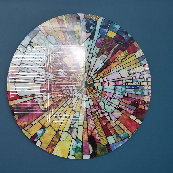 Tempered Glass Wall Art-stained Round Wall Art Gift-circle Wall Art ...