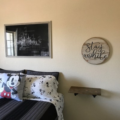 Stay Awhile Sign Large Round Sign Wood Sign Home Decor Rustic Decor ...