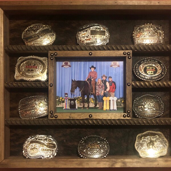 Belt Buckle Display Case With 8x10 Picture Frame - Trophy Display Case ...