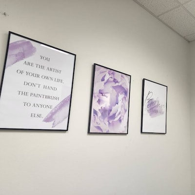 Purple Wall Art,purple Flower Print,printable Quotes,inspirational Wall ...